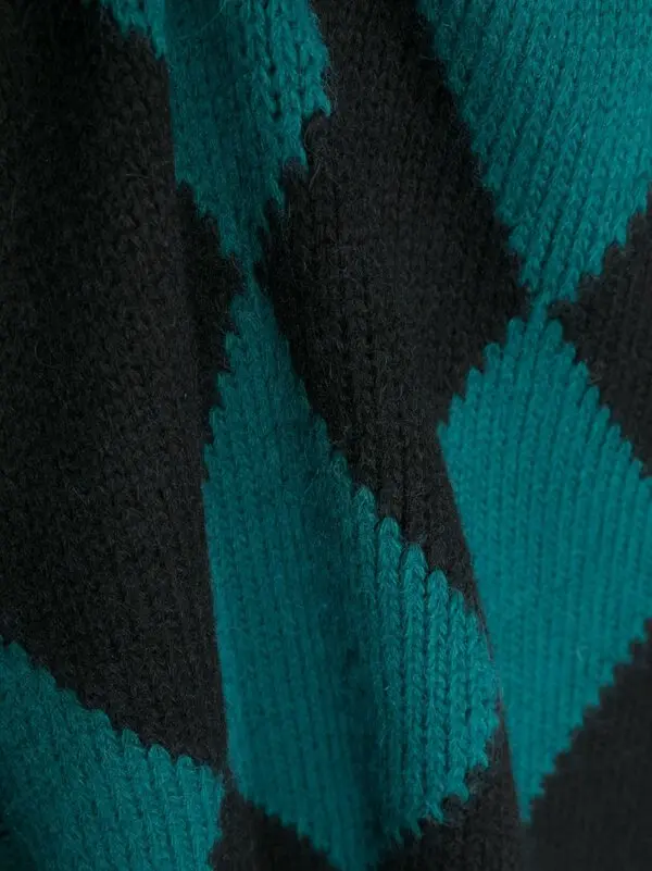 La DoubleJ Argyle-pattern Knitted Scarf - Black