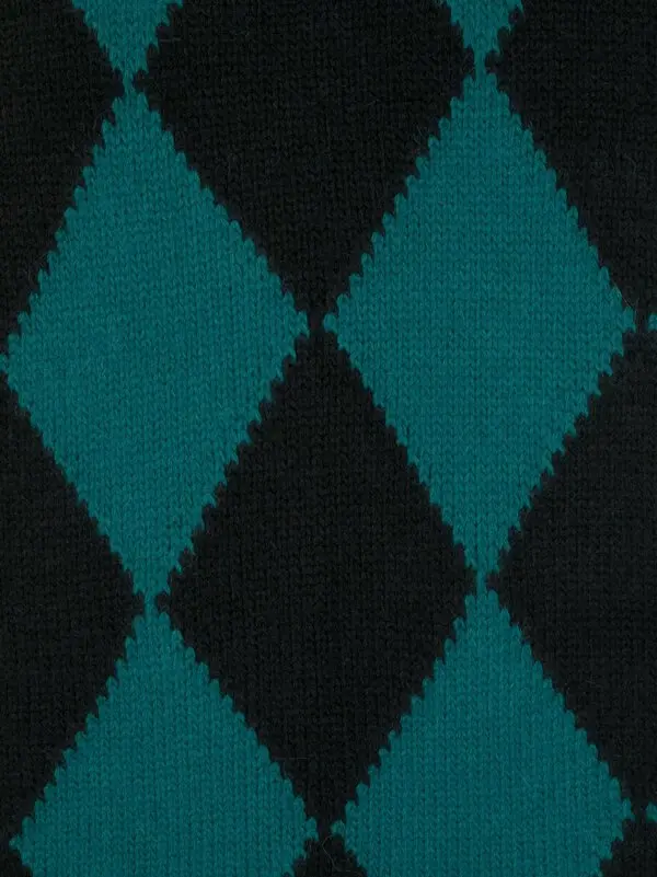 La DoubleJ Argyle-pattern Knitted Scarf - Black