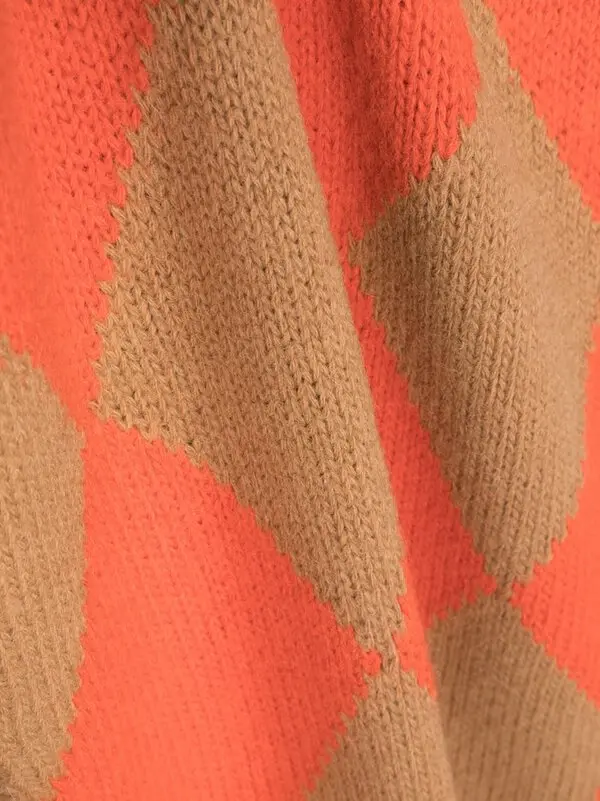 La DoubleJ Argyle-pattern Knitted Scarf - Brown