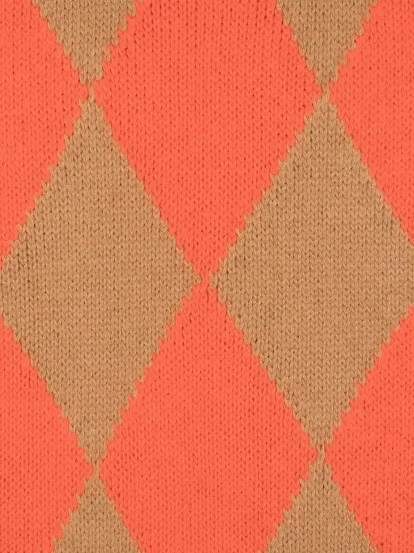 La DoubleJ Argyle-pattern Knitted Scarf - Brown