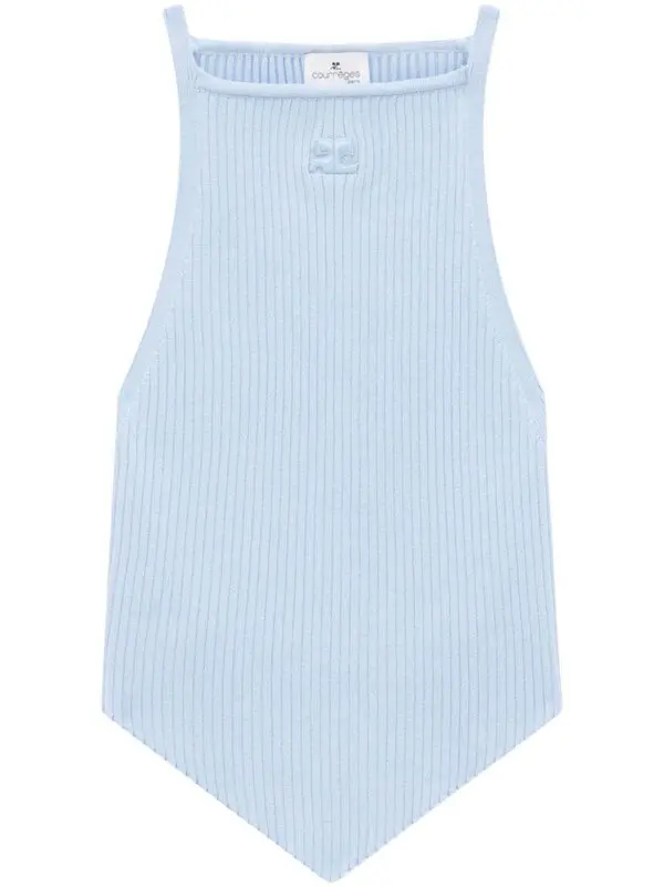 COURREGES Pointy Rib-knit Tank Top - Blue