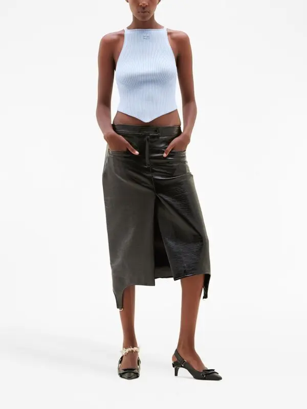 COURREGES Pointy Rib-knit Tank Top - Blue