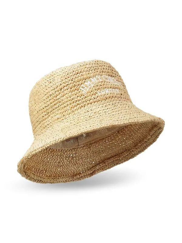 JIMMY CHOO Atena Embroidered-logo Raffia Hat