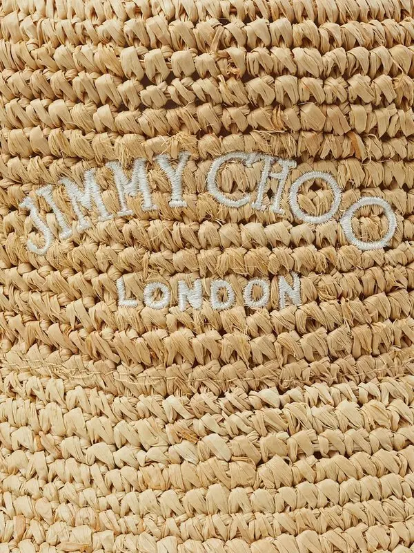 JIMMY CHOO Atena Embroidered-logo Raffia Hat