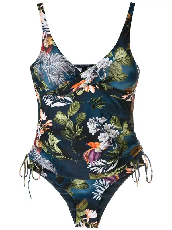 LYGIA & NANNY Bruma-print Ruched Swimsuit - Blue