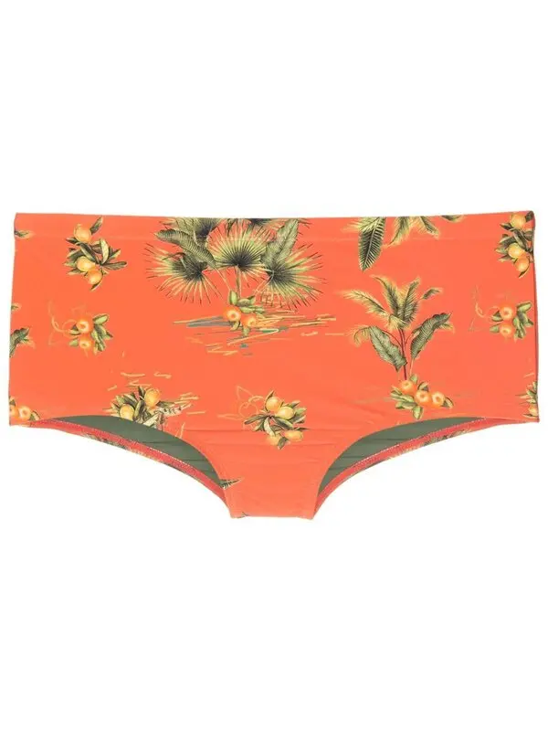 LYGIA & NANNY Leaf-print Swim Trunks - Orange