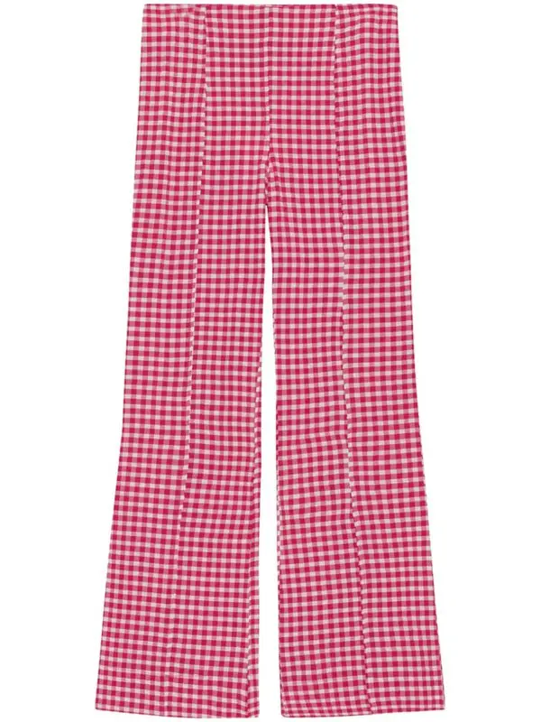 GANNI Check-print Flared Trousers