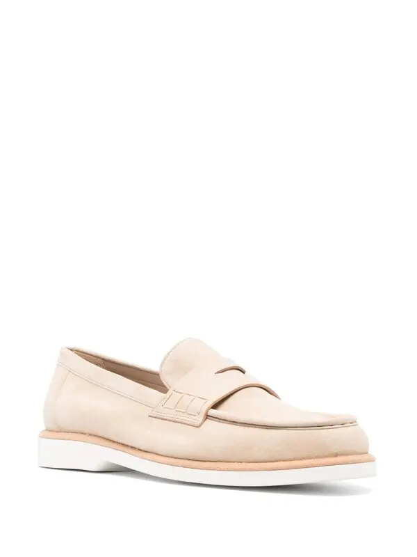 Santoni Almond-toe Suede Loafers