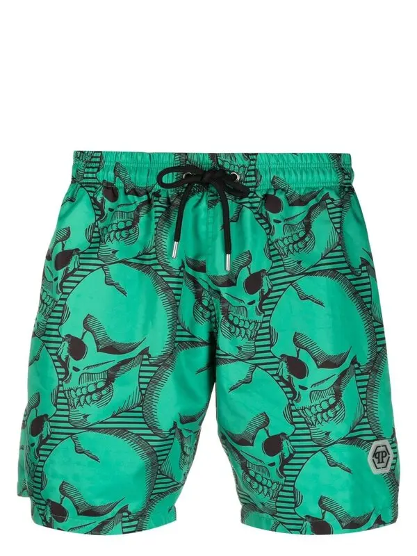 Philipp Plein Skull-print Swim Shorts - Green