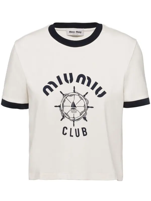 Miu Miu Sail Club Cotton T-Shirt - White | Editorialist