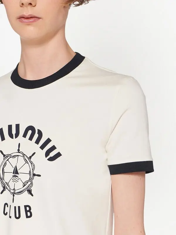 Miu Miu Sail Club Cotton T-Shirt - White | Editorialist