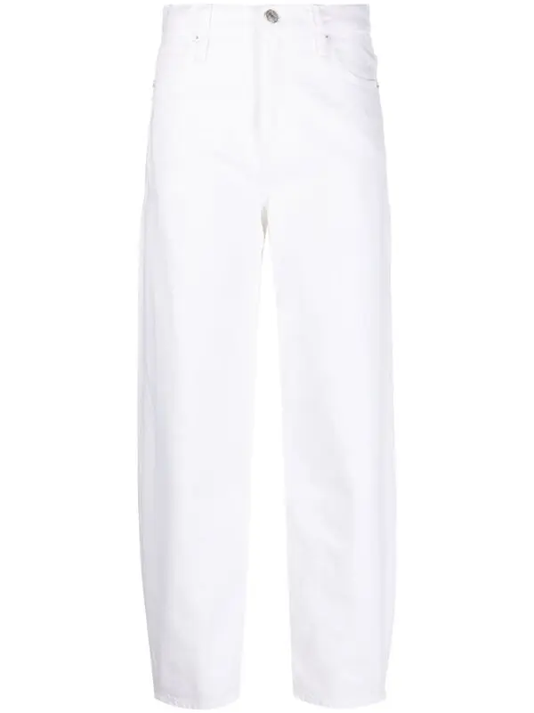 FRAME High-rise Barrel Jeans - White