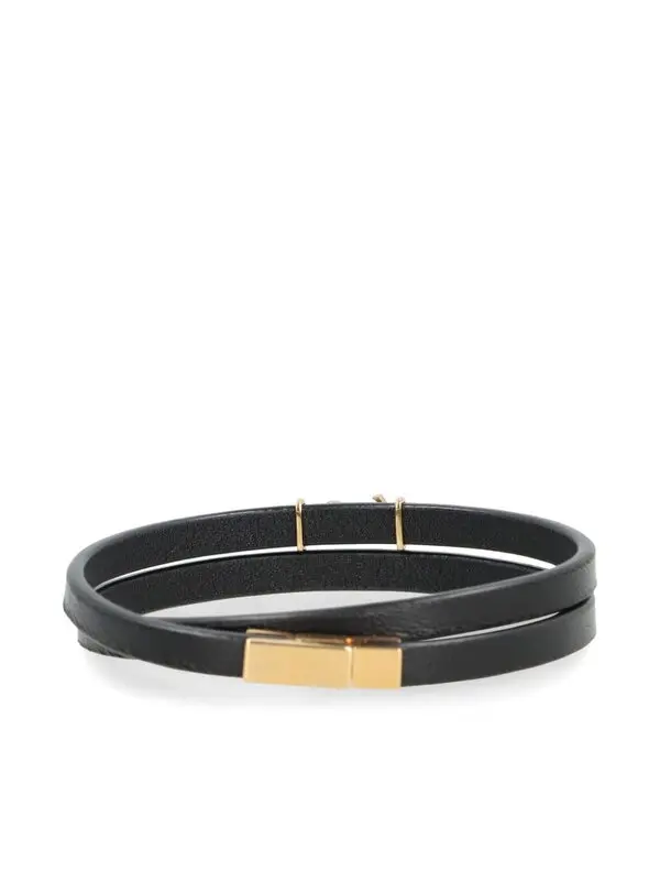 Saint Laurent Double-wrap Leather Bracelet