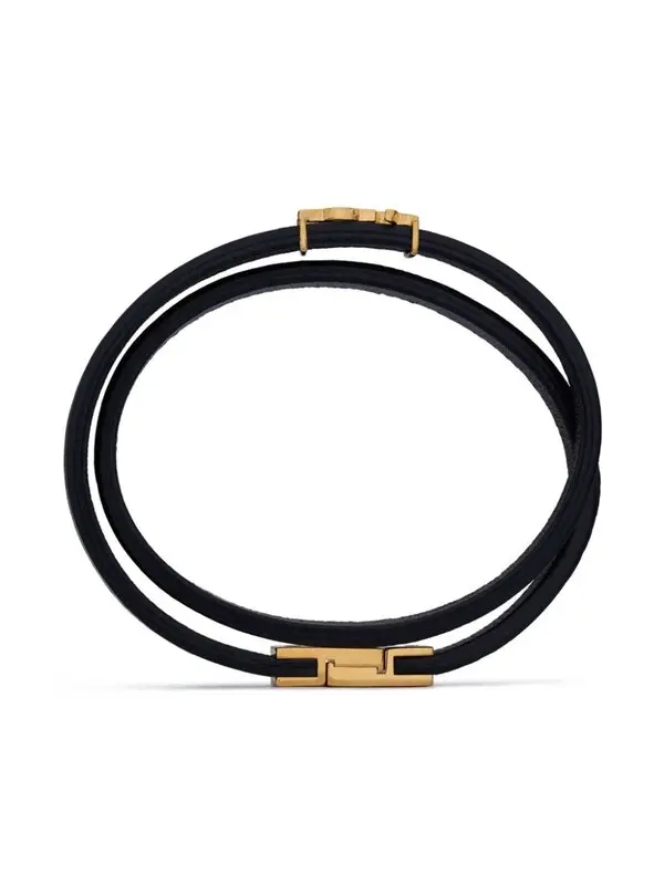 Saint Laurent Double-wrap Leather Bracelet