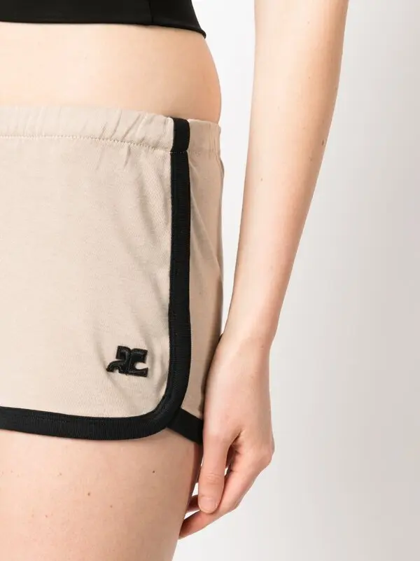 COURREGES Contrasting-trim Logo Shorts - Neutrals