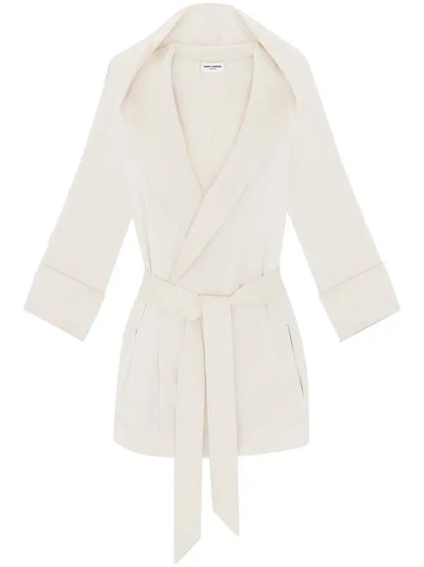Saint Laurent Self-tie Hooded Jacket - White