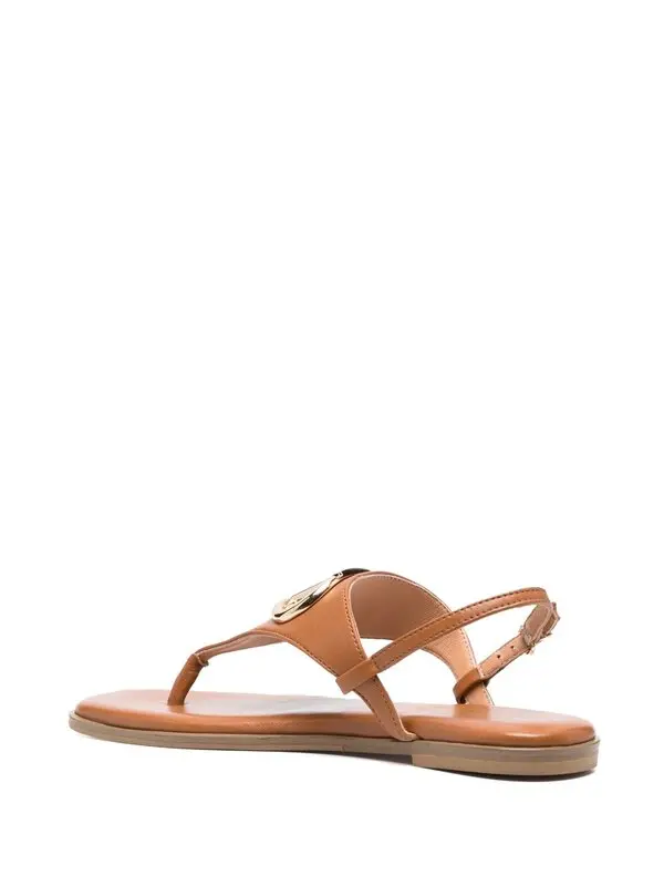 TWINSET Logo-engraved Leather Sandals - Brown