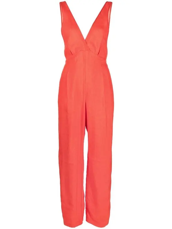 FORTE_FORTE Tailored V-neck Jumpsuit - Orange