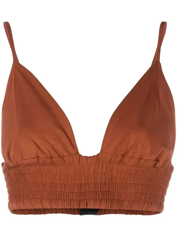 Federica Tosi Triangle-cup Shirred Top - Brown