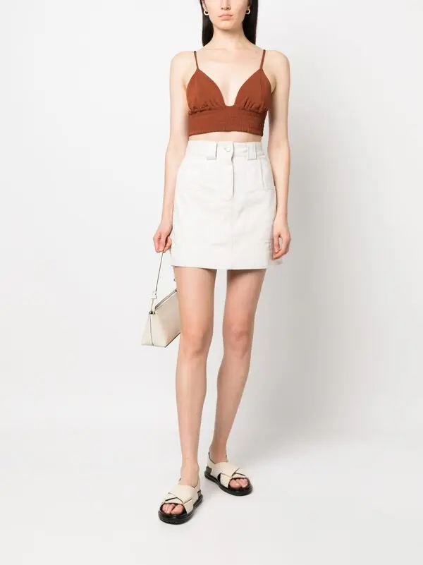 Federica Tosi Triangle-cup Shirred Top - Brown