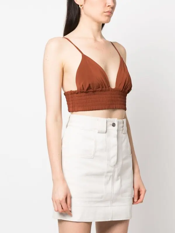 Federica Tosi Triangle-cup Shirred Top - Brown