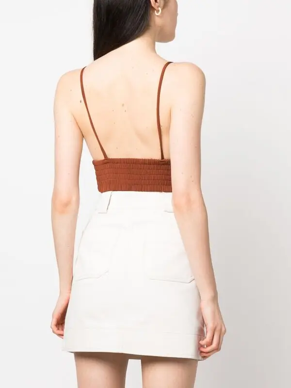 Federica Tosi Triangle-cup Shirred Top - Brown