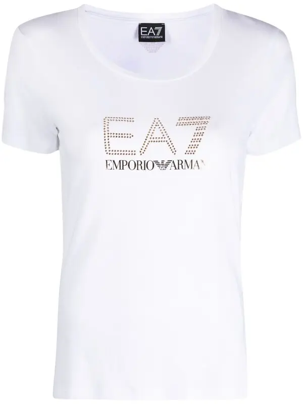 EA7 Rhinestone-embellished T-shirt - White