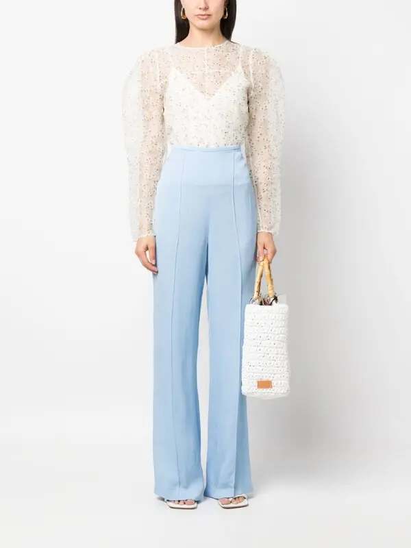 RÓHE Pressed-crease Wide-leg Trousers - Blue