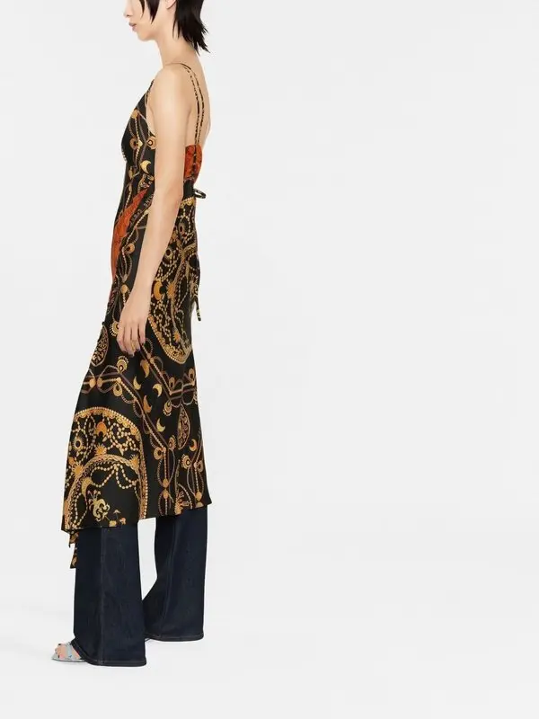 MARINE SERRE Graphic Print Silk Slip Dress