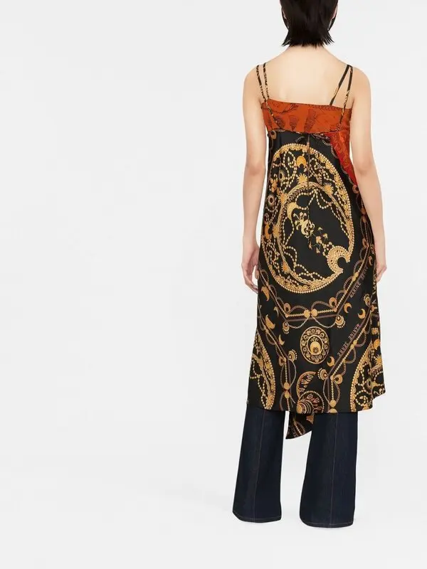 MARINE SERRE Graphic Print Silk Slip Dress