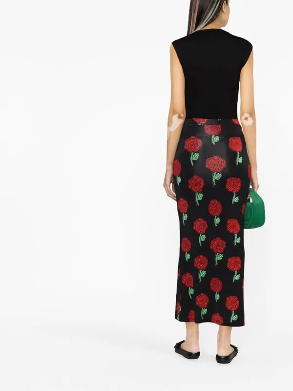 Versace High-waisted Floral-print Skirt