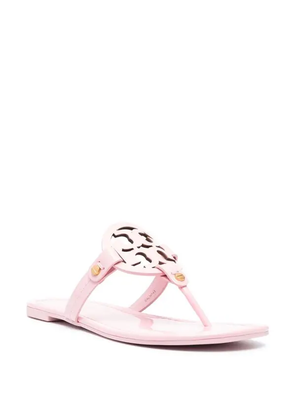 Tory Burch Cut-out Leather Flip Flops - Pink