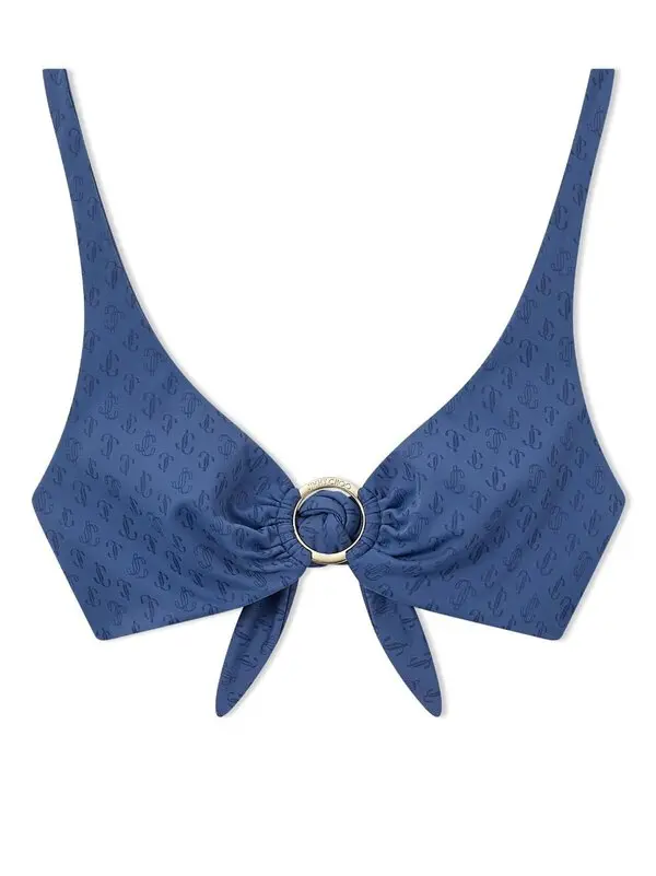 JIMMY CHOO Sira Logo-print Bikini Top - Blue