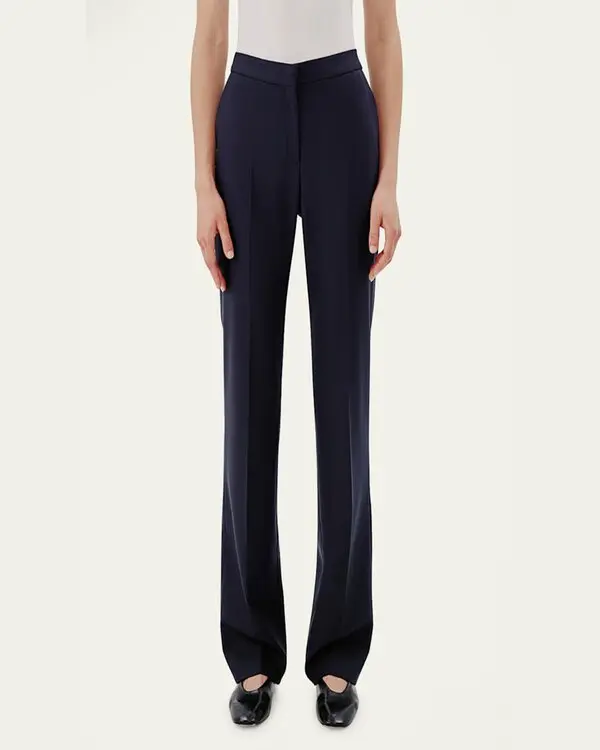 Another Tomorrow Merino Wool Classic Trouser Pants - Navy