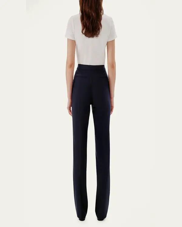 Another Tomorrow Merino Wool Classic Trouser Pants - Navy
