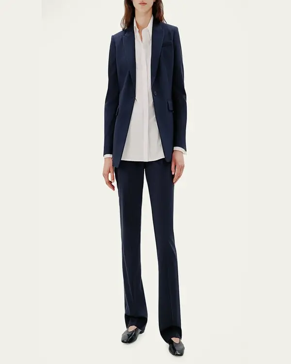 Another Tomorrow Merino Wool Classic Trouser Pants - Navy