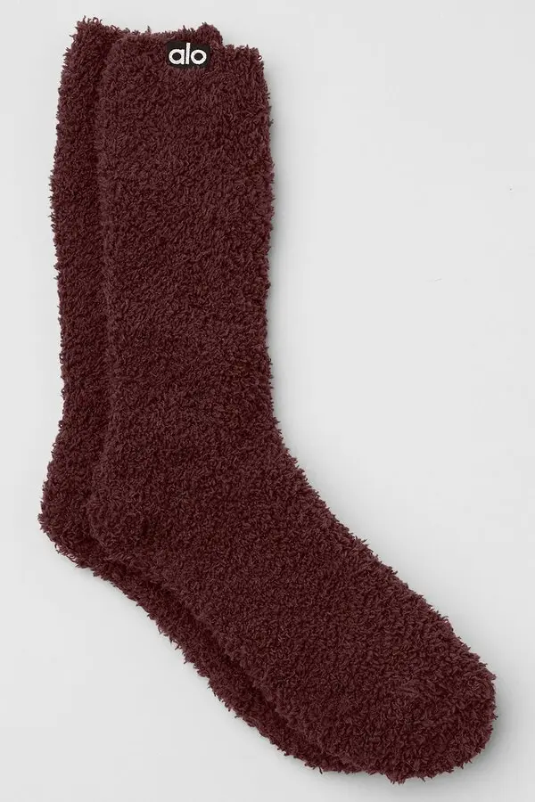 Alo Yoga Plush Crew Socks - Cherry Cola