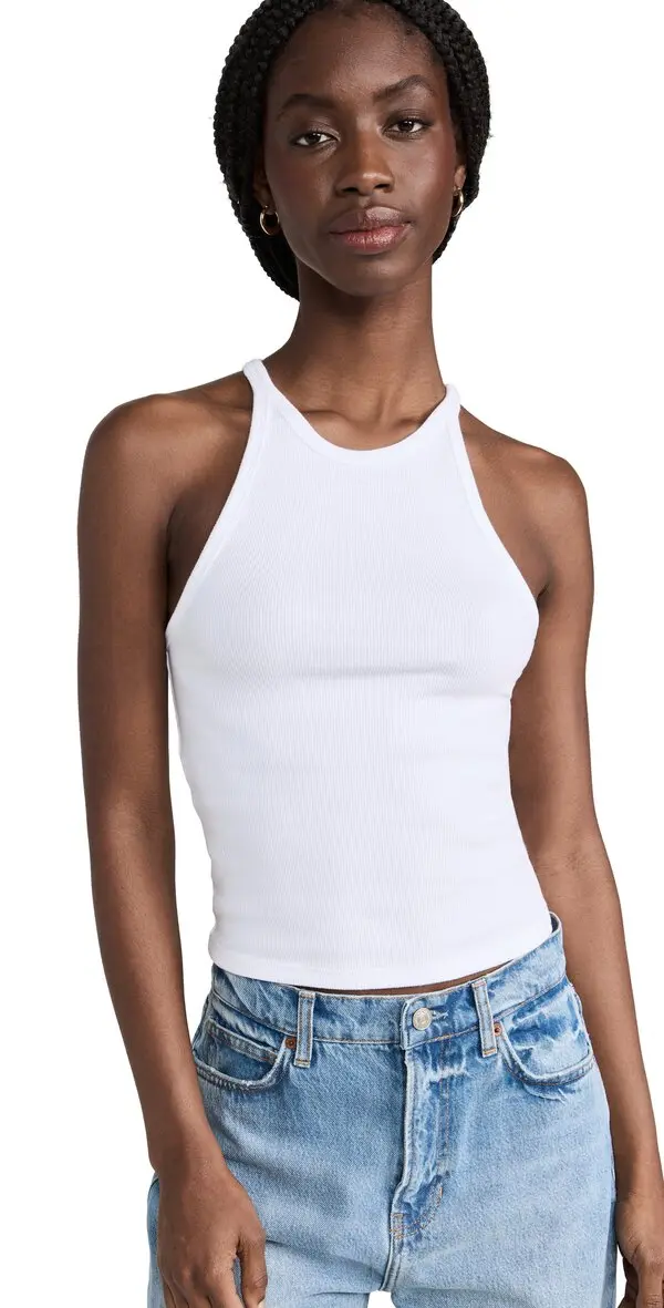 Good American Heritage Ribbed Tank Top - White001