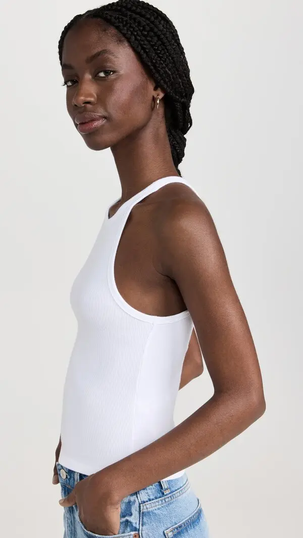 Good American Heritage Ribbed Tank Top - White001