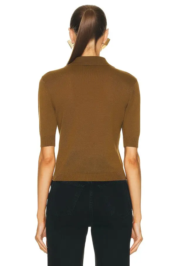 Saint Laurent Short Sleeve Polo Shirt - Khaki