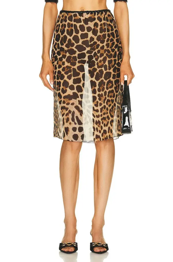Saint Laurent Midi Skirt In Brown
