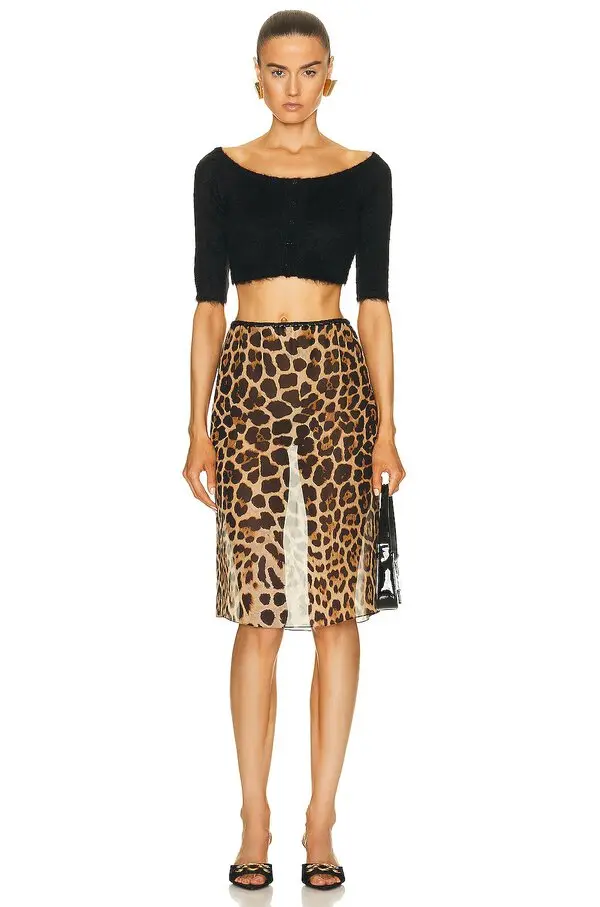 Saint Laurent Midi Skirt In Brown