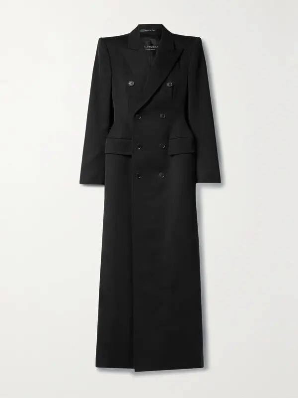 Balenciaga Hourglass Double-breasted Wool-twill Coat - Black