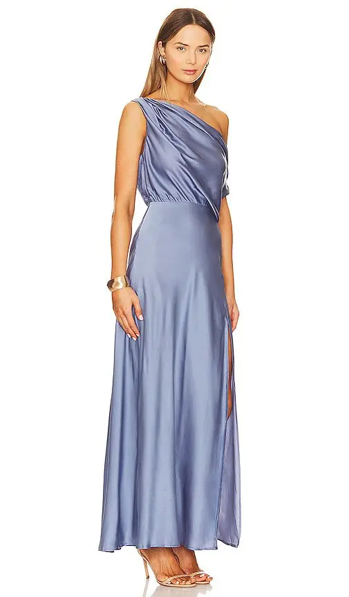 strapless open back dress Atoila One Shoulder Satin Maxi Dress – The Fashion Spot main image 0
