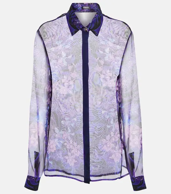 Versace Floral Silk Chiffon Shirt