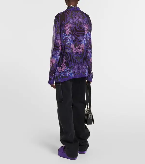 Versace Floral Silk Chiffon Shirt