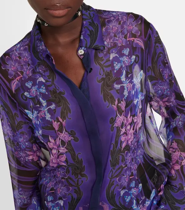 Versace Floral Silk Chiffon Shirt