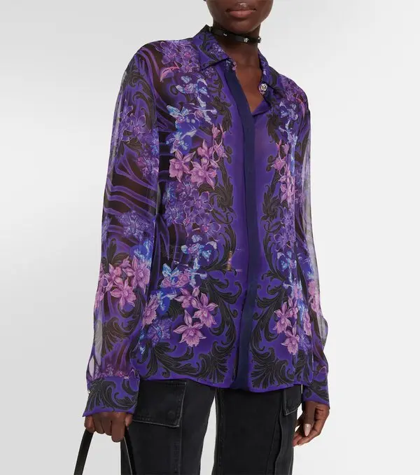 Versace Floral Silk Chiffon Shirt