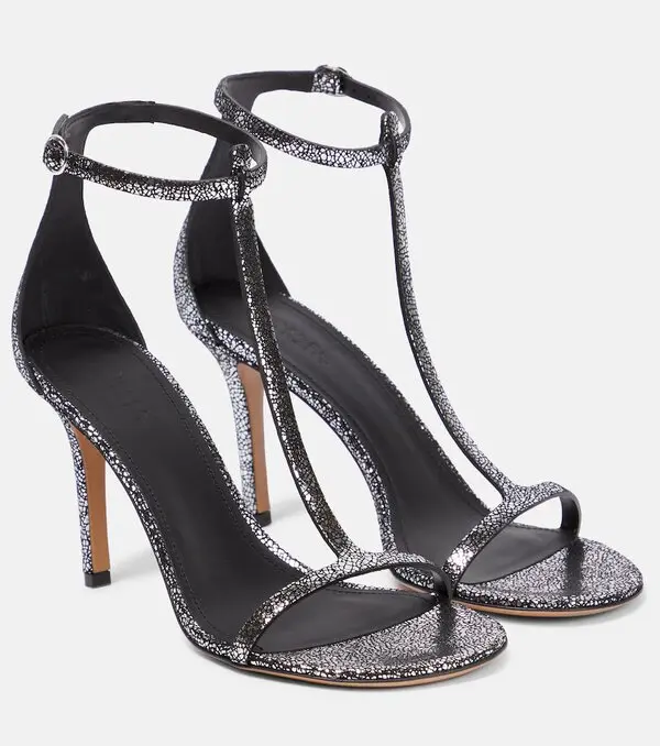 Isabel Marant Étoile Einari Metallic Leather Sandals - Silver