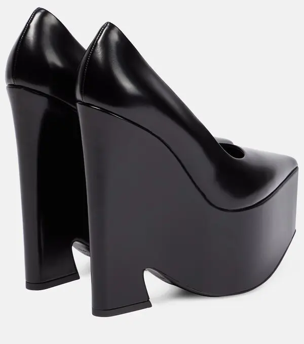 Versace Leather Platform Pumps - Black